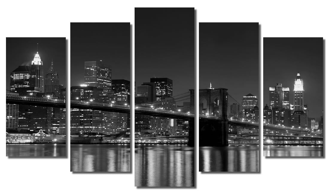 60x36 Framed Huge 5 Panel Art New York NY - Etsy