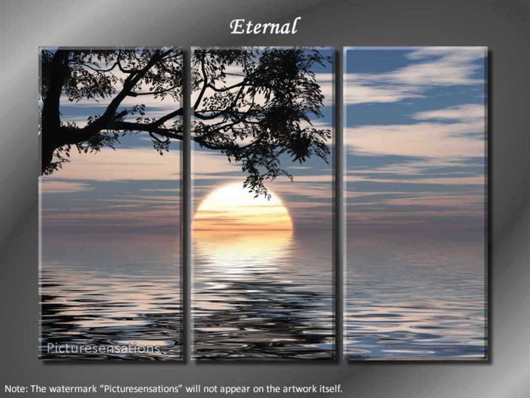 Framed Huge 3 Panel Serenity Tranquility Peace Eternal Giclee Canvas ...