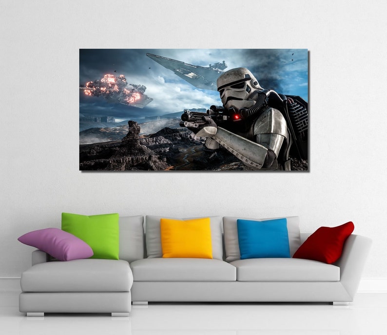 Framed Star Wars Stormtrooper the Force Awakens Wall Canvas - Etsy
