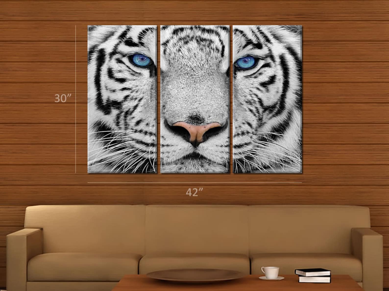 Framed Huge 3-panel White Tiger Canvas Art Print Ready to - Etsy