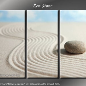 Framed Huge 3 Panel Peaceful Zen Stone Giclee Canvas Print - Ready to ...