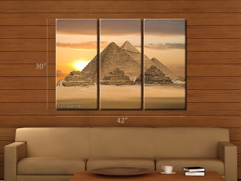 Framed Huge 3 Panel Modern Art Ancient Egypt Pyramid Giclee - Etsy