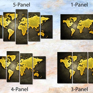 Framed Huge 3 Panel World Map Giclee Canvas Print - Ready to Hang - Etsy