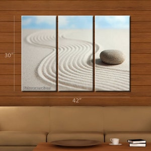 Framed Huge 3 Panel Peaceful Zen Stone Giclee Canvas Print - Ready to ...