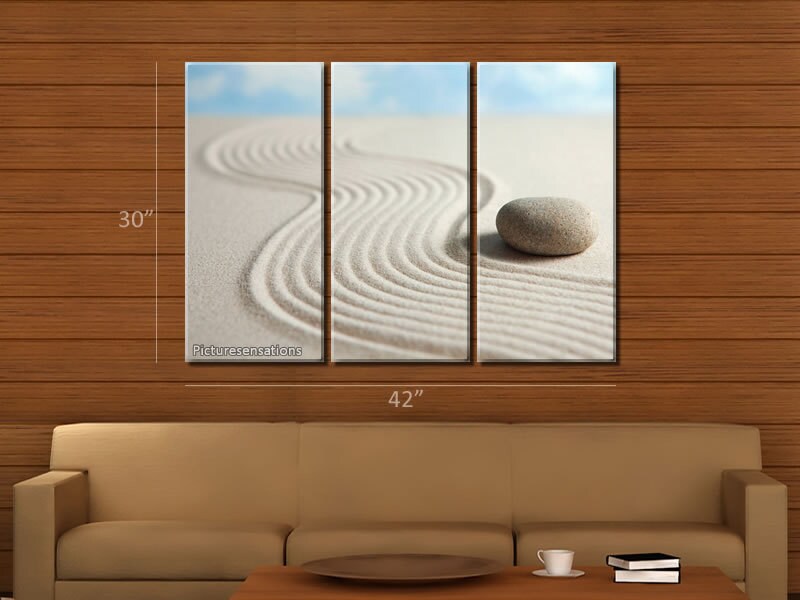 Framed Huge 3 Panel Peaceful Zen Stone Giclee Canvas Print | Etsy