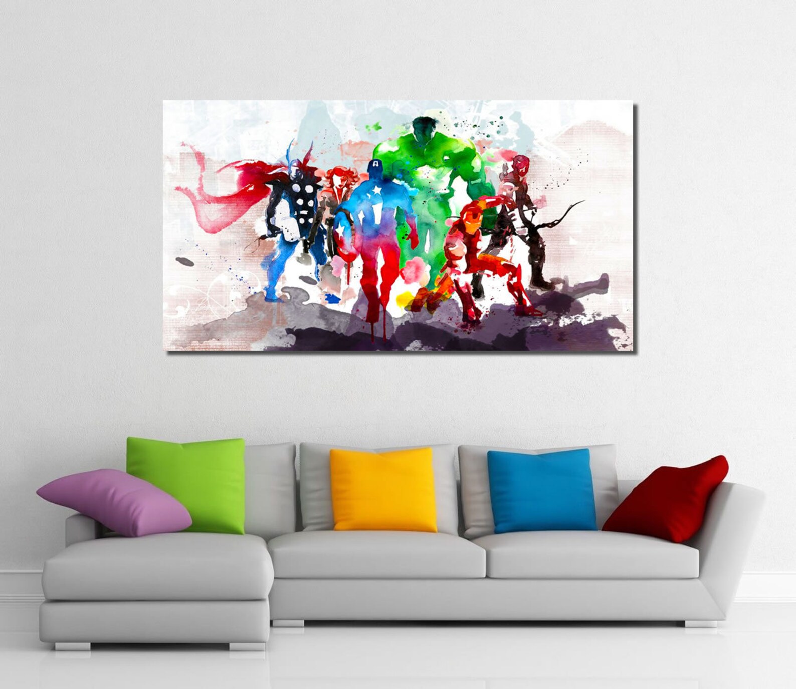Framed Abstract Watercolor Marvel Avengers Super Hero Wall - Etsy