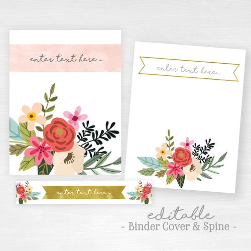Printable Editable Floral Binder Cover Template - Etsy