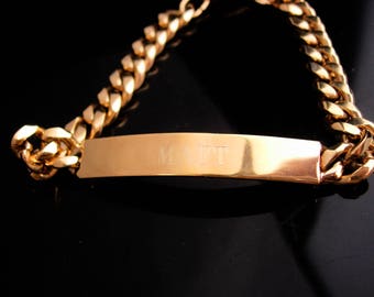Gold id bracelet | Etsy