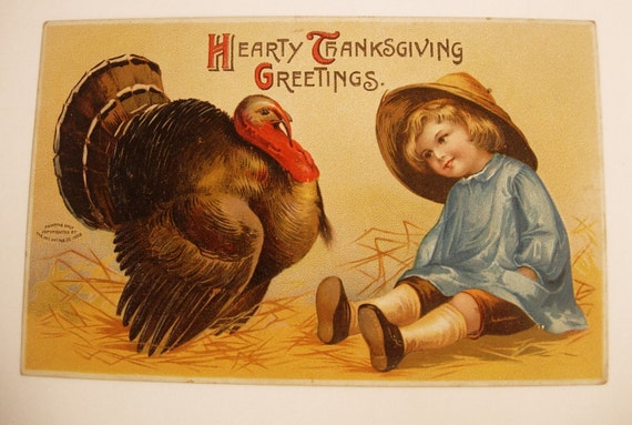 Items similar to Vintage Victorian Thanksgiving postcard Raised relief ...