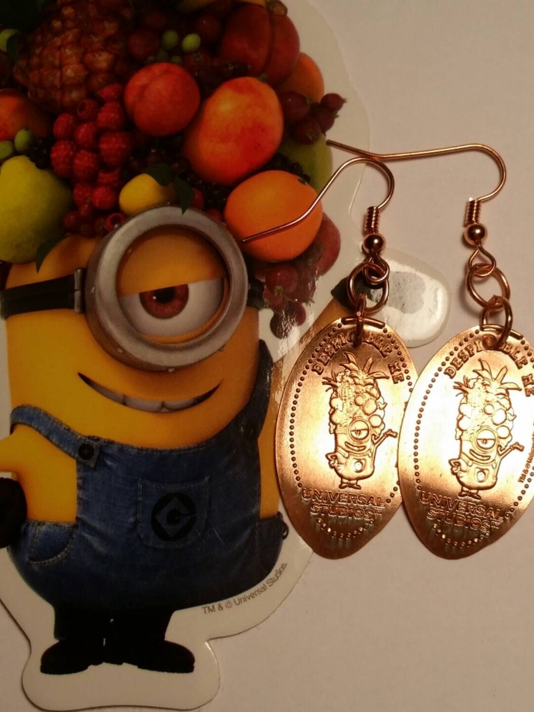 Despicable Me Fruit Minion Universal Studios Pressed Penny Earrings - Etsy
