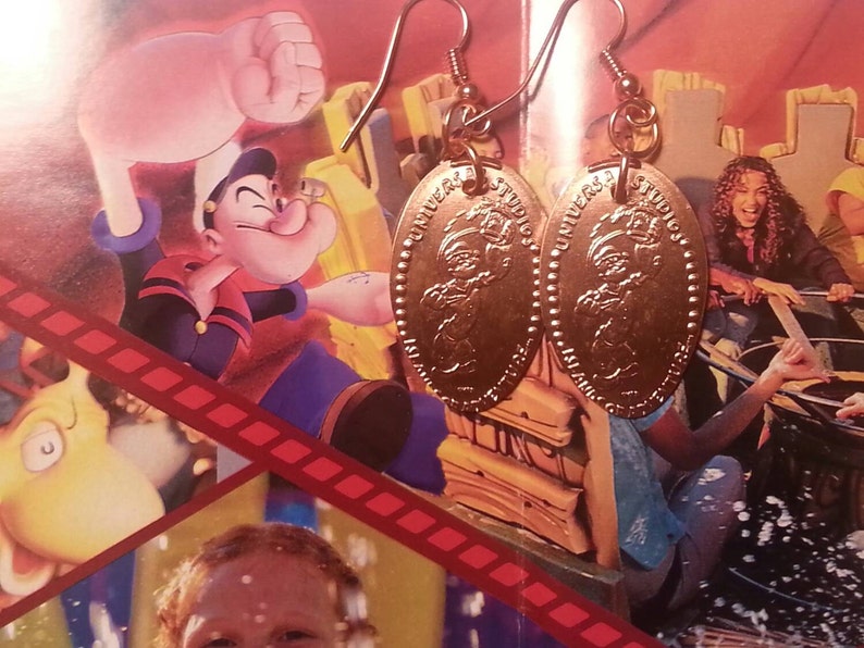 Popeye Universal Studios Pressed Penny Earrings! so Shiny! Last Pair ...