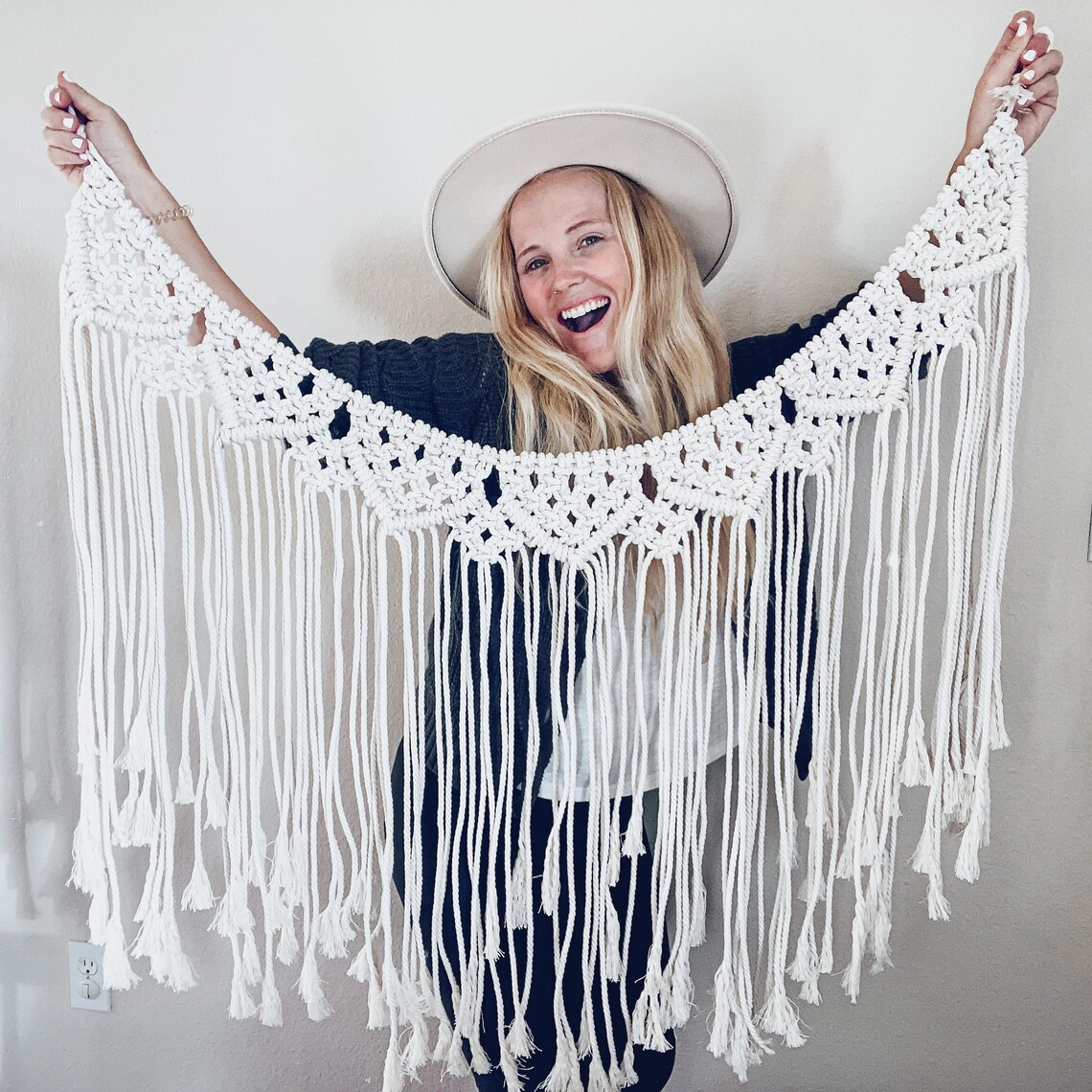 Macrame wall hanging Garland Drape No wood Cord | Etsy