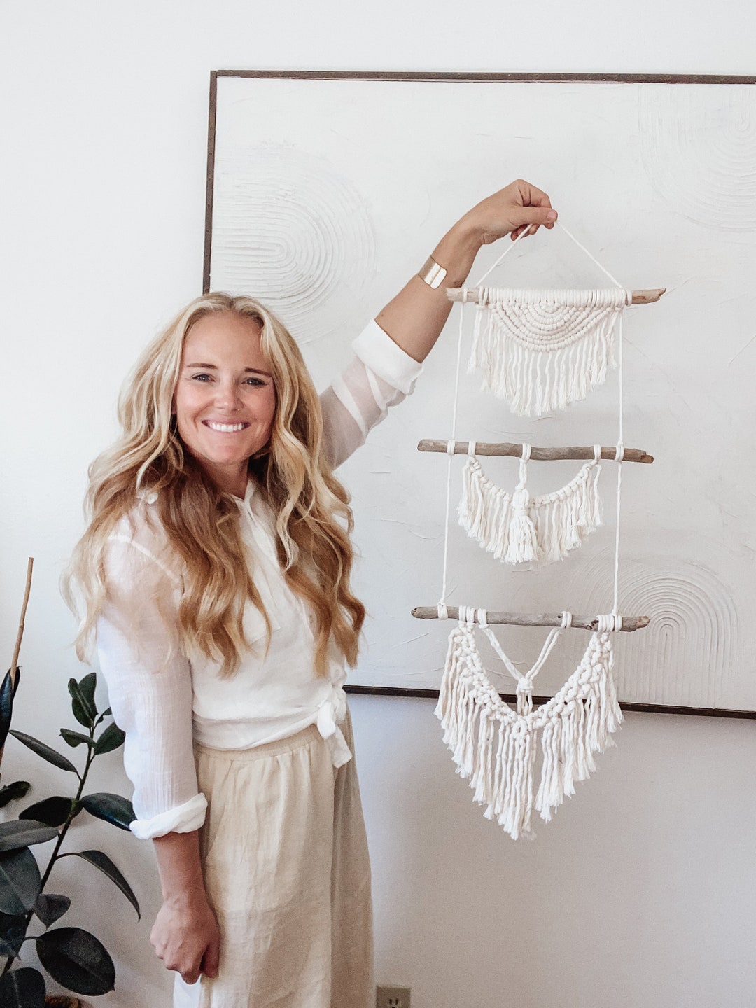 Macrame Wall Hanging Ladder Weaving Tapestry Wall Hanging Macrame Decor ...