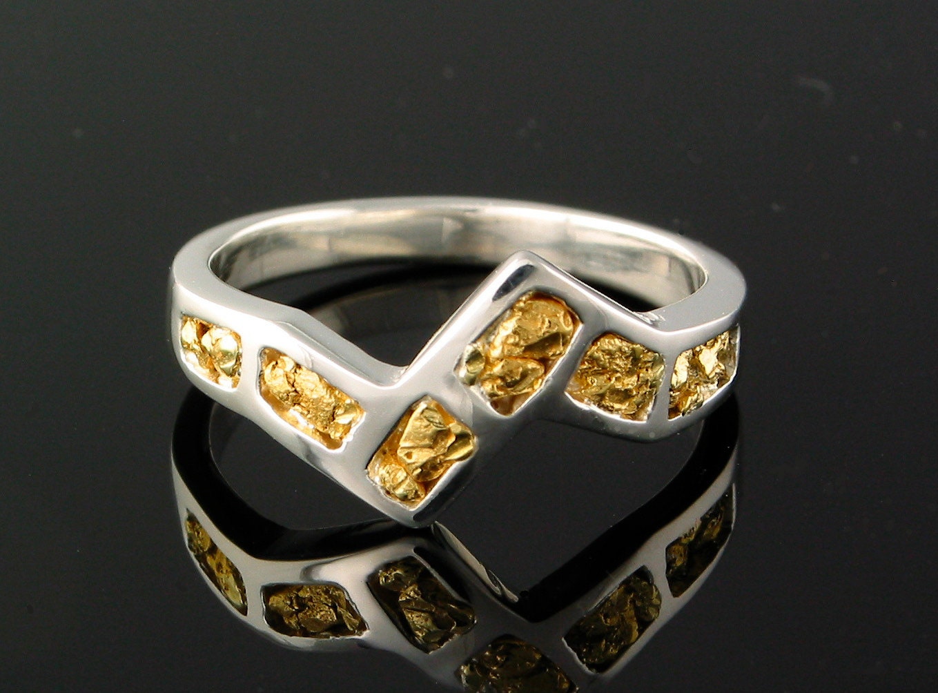 Lightning Ring in Sterling Silver inlaid with 22kt Gold | Etsy