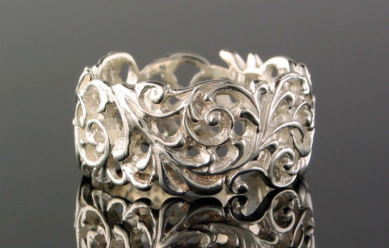 Filigree/scroll Style Sterling Silver Ring - Etsy