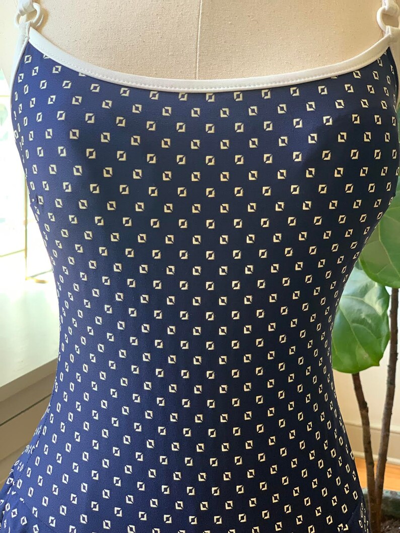 Vintage Navy and White Longitude Skirted Bathing Suit - Etsy
