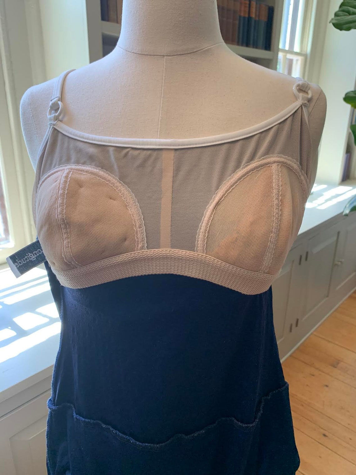 Vintage Navy and White Longitude Skirted Bathing Suit - Etsy