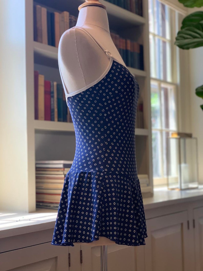 Vintage Navy and White Longitude Skirted Bathing Suit - Etsy