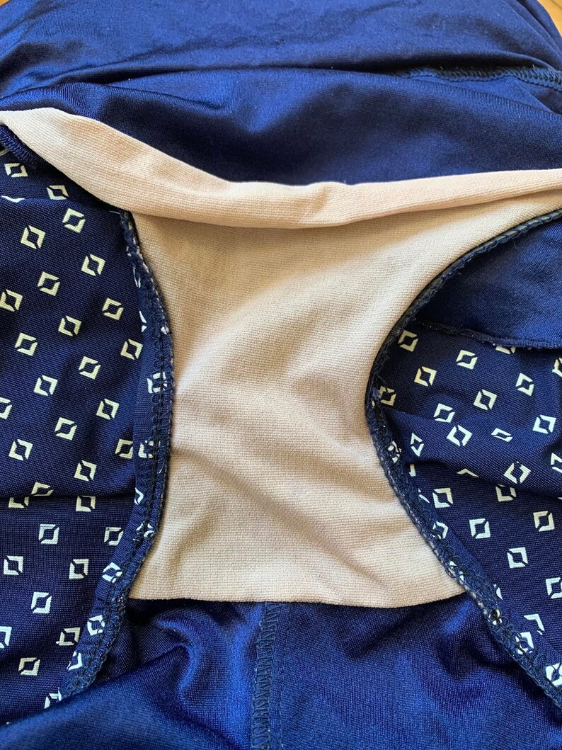 Vintage Navy and White Longitude Skirted Bathing Suit - Etsy