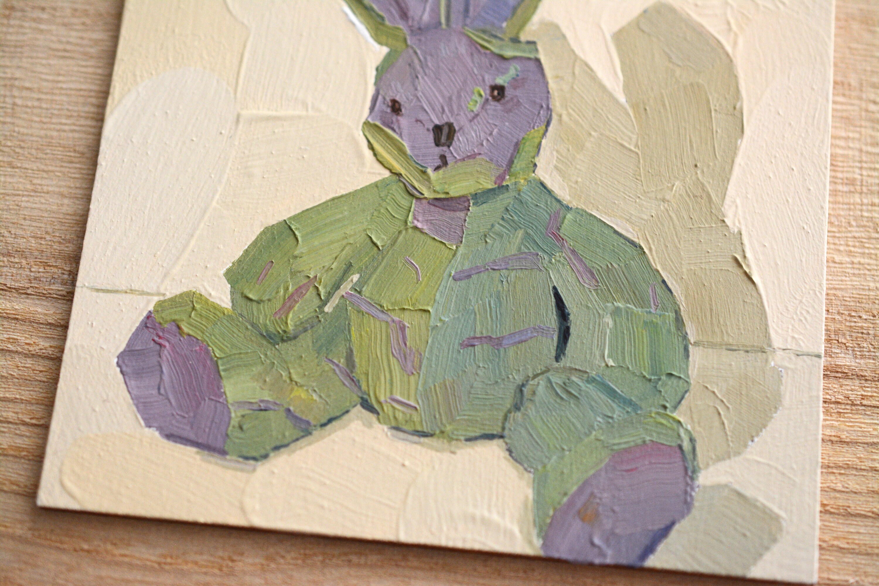 Bunny , Oil Painting Original, Stuffed Animal Painting, Contemporary ...