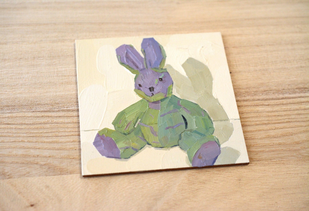 Bunny , Oil Painting Original, Stuffed Animal Painting, Contemporary ...