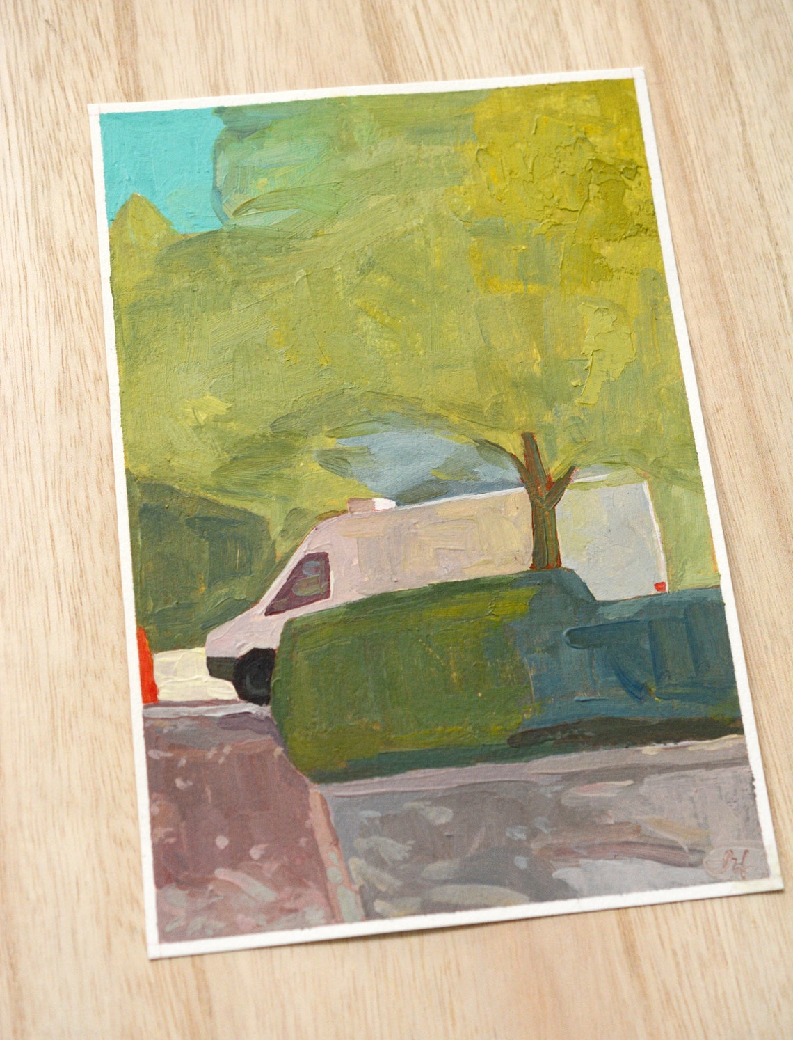 Car Under the Tree Oil Painting Original Car Painting Wall - Etsy