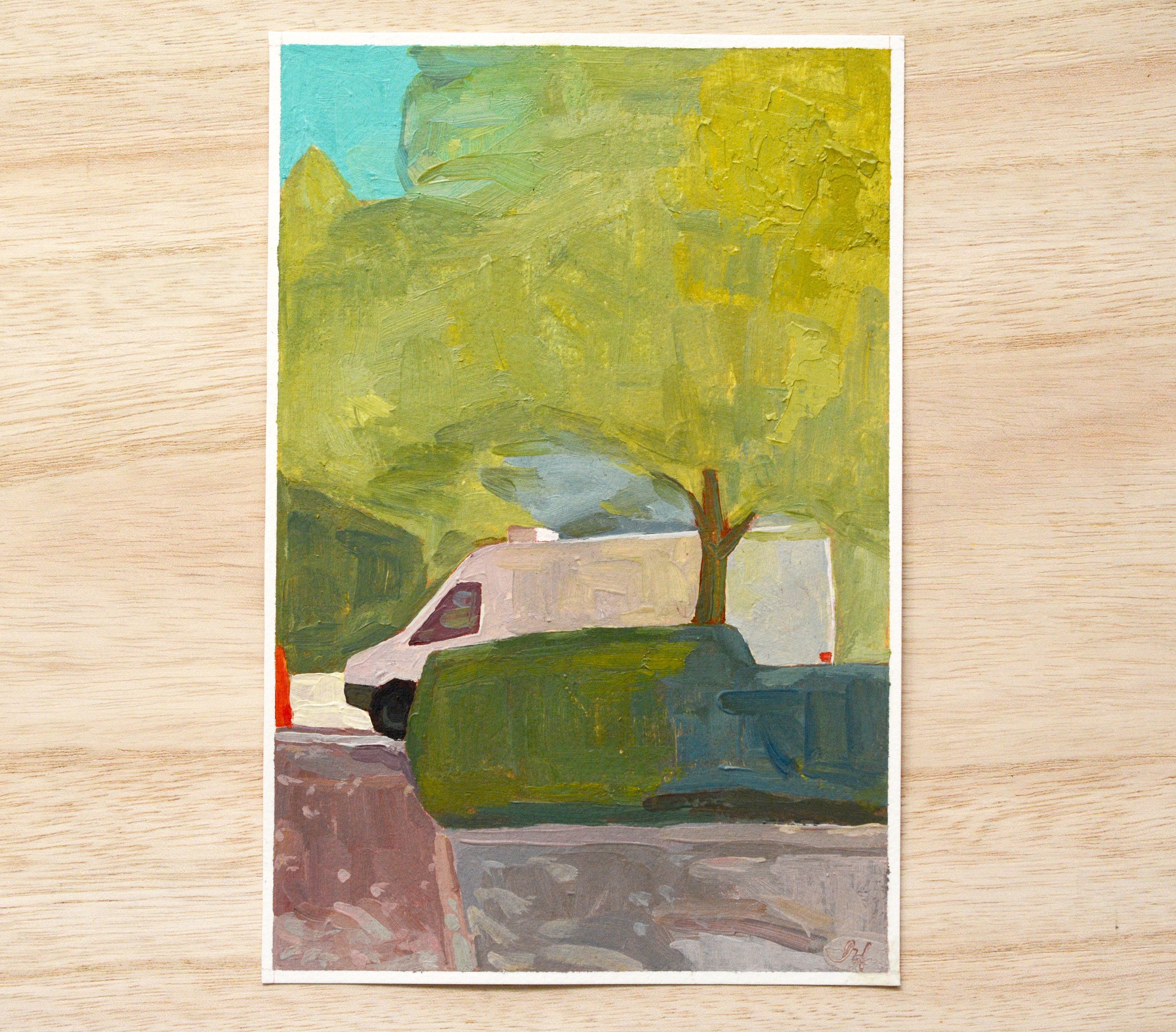 Car Under the Tree Oil Painting Original Car Painting Wall - Etsy