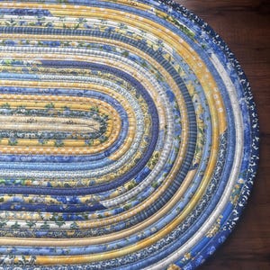 Blue and Yellow Rug Jelly Roll Rug Rag Rug Boho Rug 30" X 45" Rug - Etsy
