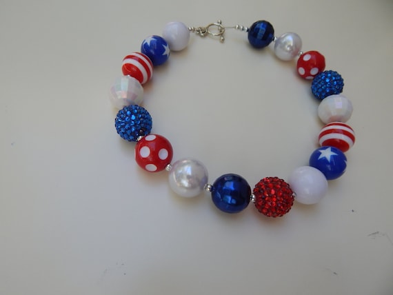 Little Girls Red White and Blue Necklace Adult Red White and | Etsy
