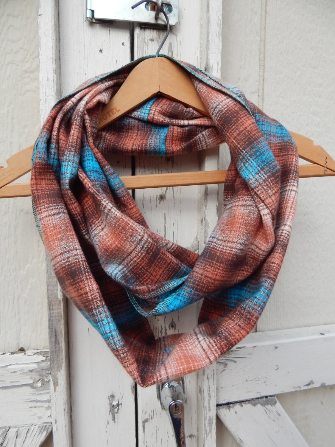 Ready to Ship Turquoise and Brown Plaid Scarf Turquoise Scarf - Etsy
