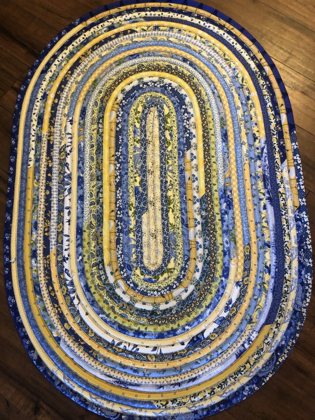 Blue and Yellow Rug Jelly Roll Rug Rag Rug Boho Rug 30 X 45 Rug - Etsy