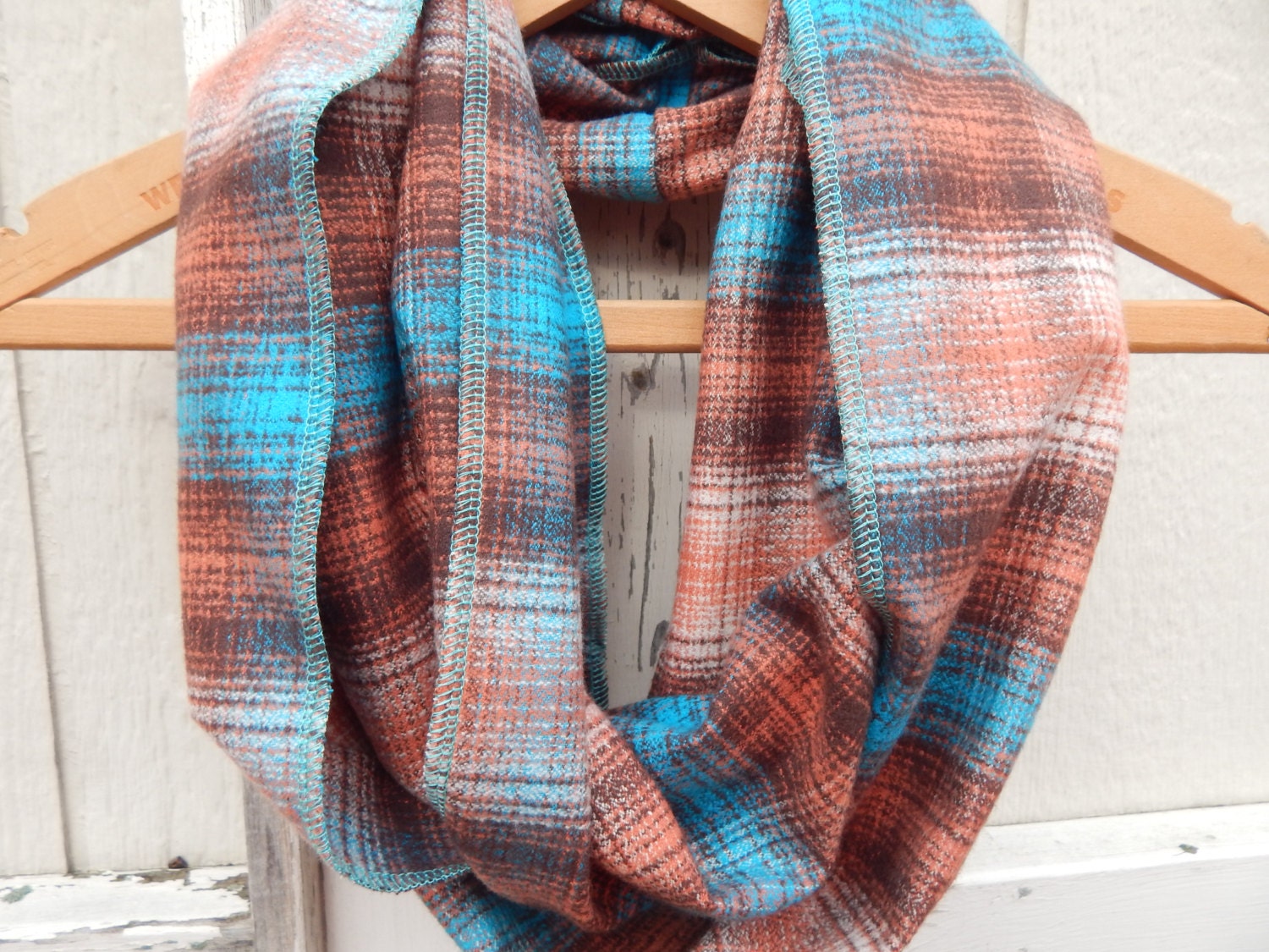 Ready to Ship Turquoise and Brown Plaid Scarf Turquoise Scarf - Etsy