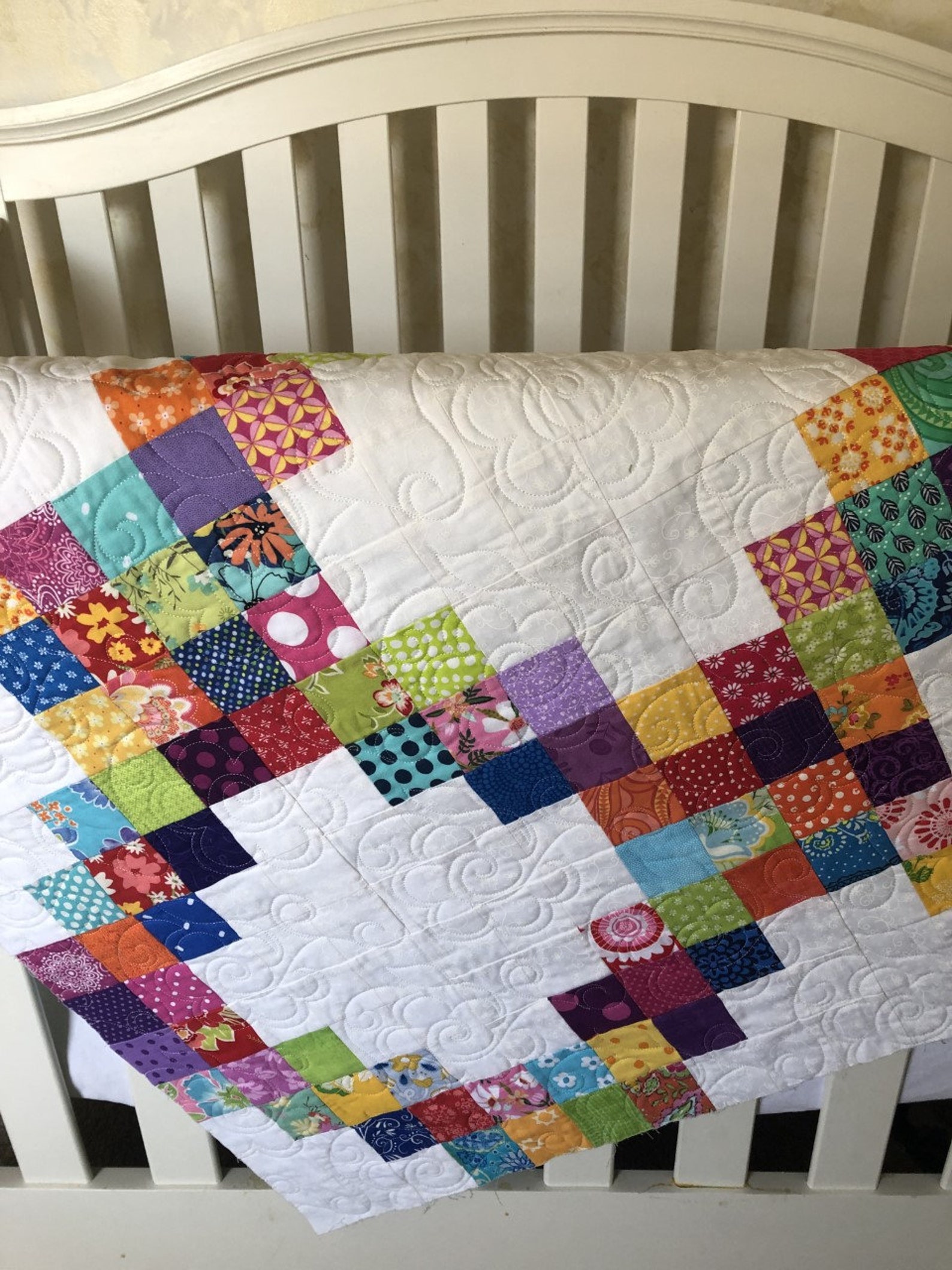 Rainbow Quilt/Colorful Baby Quilt/Crib Quilt/Small | Etsy