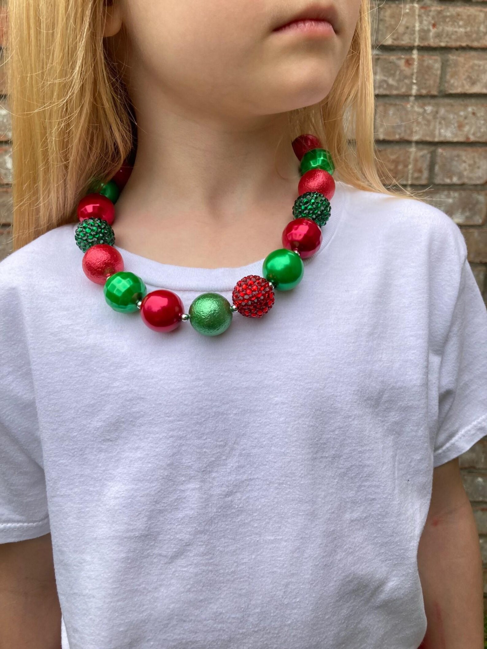Christmas Necklace Little Girls Christmas Necklace Little Girls Red and ...