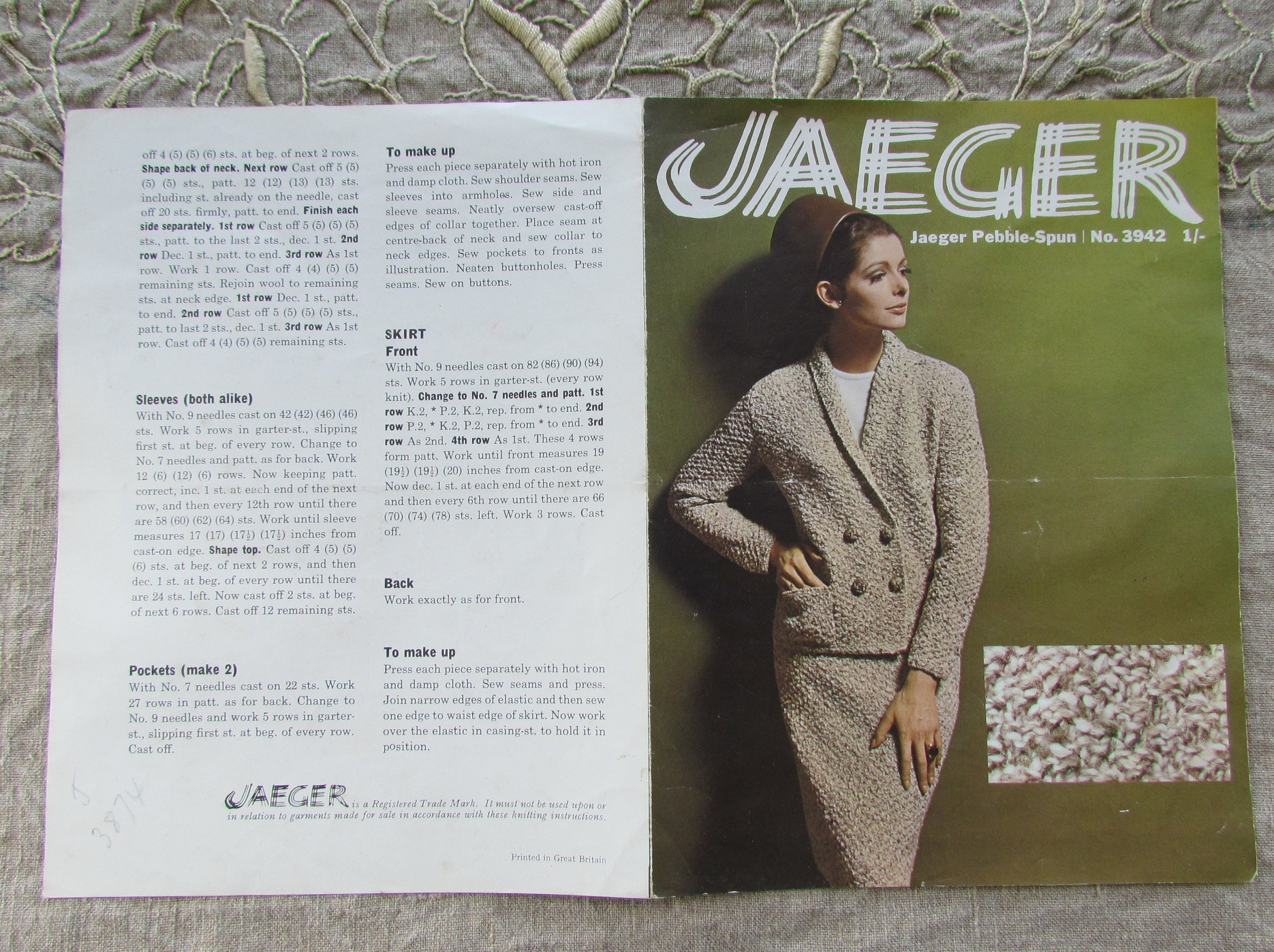 Vintage Sizes 34-40 Inch Bust, Textured Jacket and Skirt Hand Knits ...