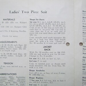 Vintage 34-38 Inch Bust, Woman's Two Piece Suit - Kaiapoi Knitting ...