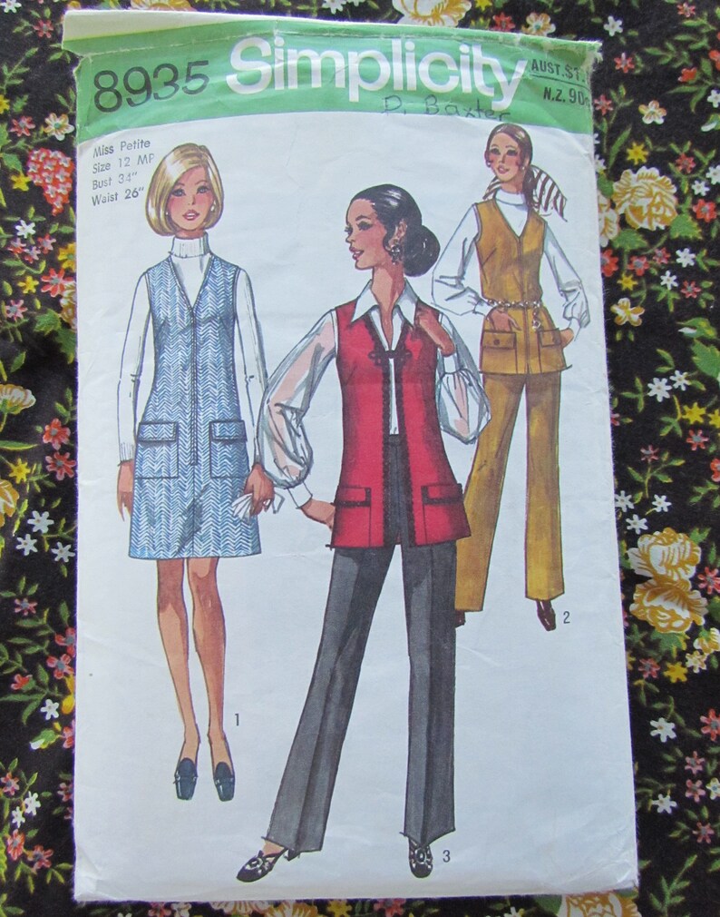 Vintage Size 34 Inch Bust, Pant Suit With Trousers, Vest and Dress ...