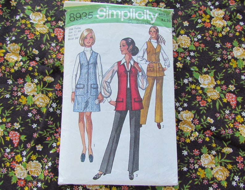 Vintage Size 34 Inch Bust, Pant Suit With Trousers, Vest and Dress ...