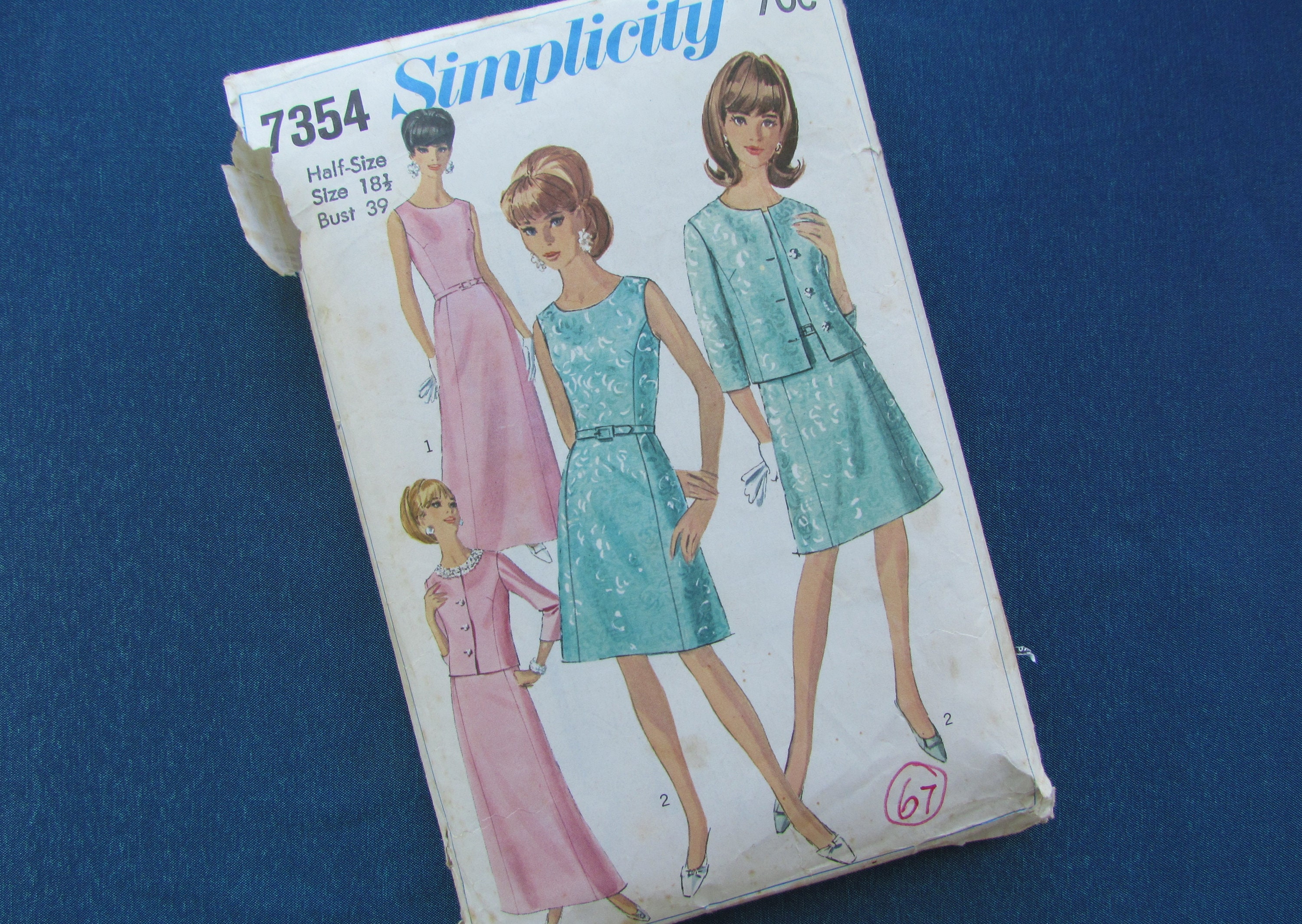 Vintage Size 39 Inch Bust, Evening Wear Dress and Jacket 1967 Sewing ...