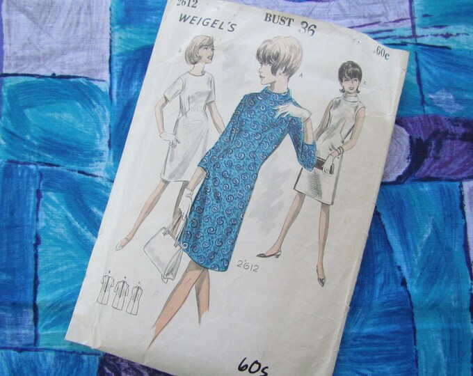 Vintage Size 36 Inch Bust, Skimmer Dress With Roll Collar and Waist ...