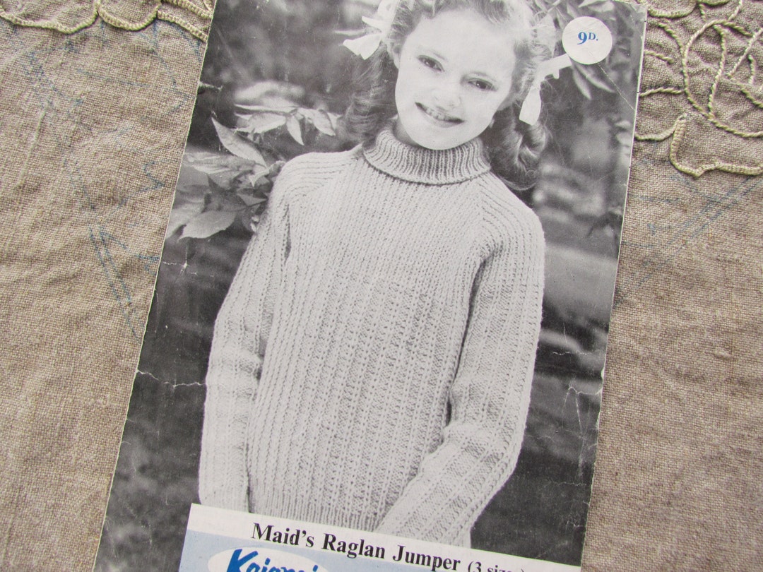 Vintage Sizes 28-32 Inch Bust, 'maids' Polo Neck Raglan Sweater - Mid ...