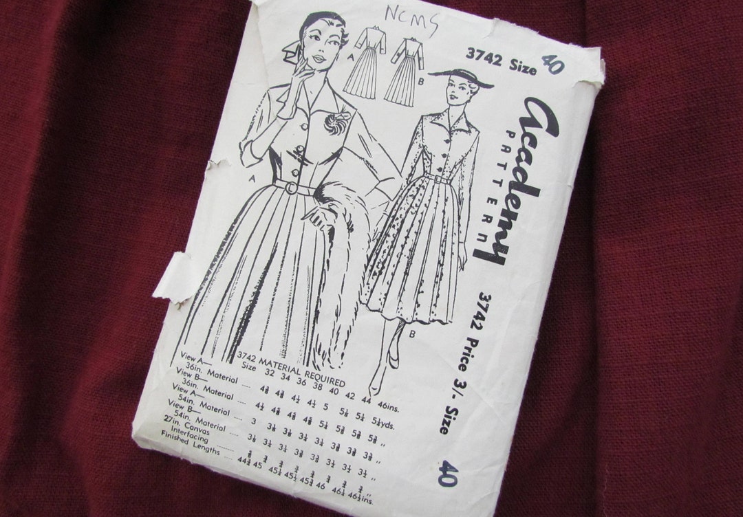 Vintage Size 40 Inch Bust, Mid Century Dress With Gored Skirt and ...