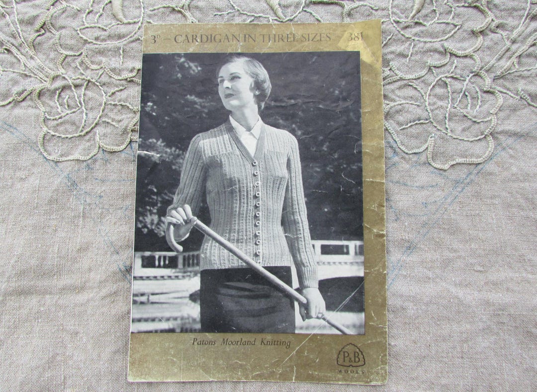 Vintage Sizes 34-36-38 Inch Bust Cardigan Pattern - Knitting Leaflet ...