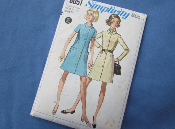 Vintage Size 36 Inch Bust Coat Dress 1969 Factory Folded | Etsy