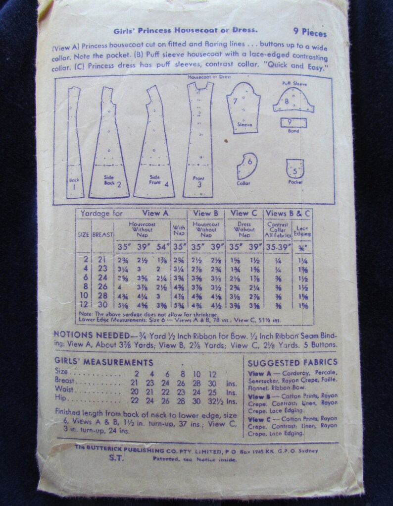 Vintage Child's Age 2 Years, Princess Line Coat or Dress - Sewing ...