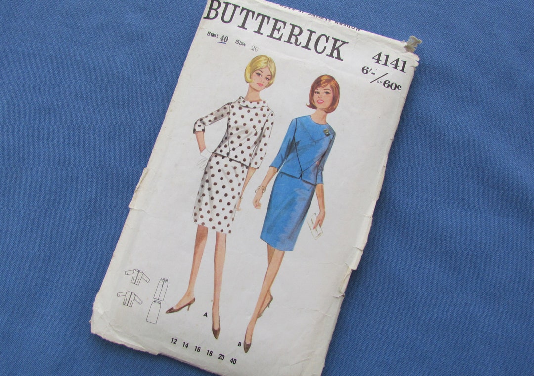 Vintage Size 40 Inch Bust, Slim Skirt and Over Blouse - Mid Century ...
