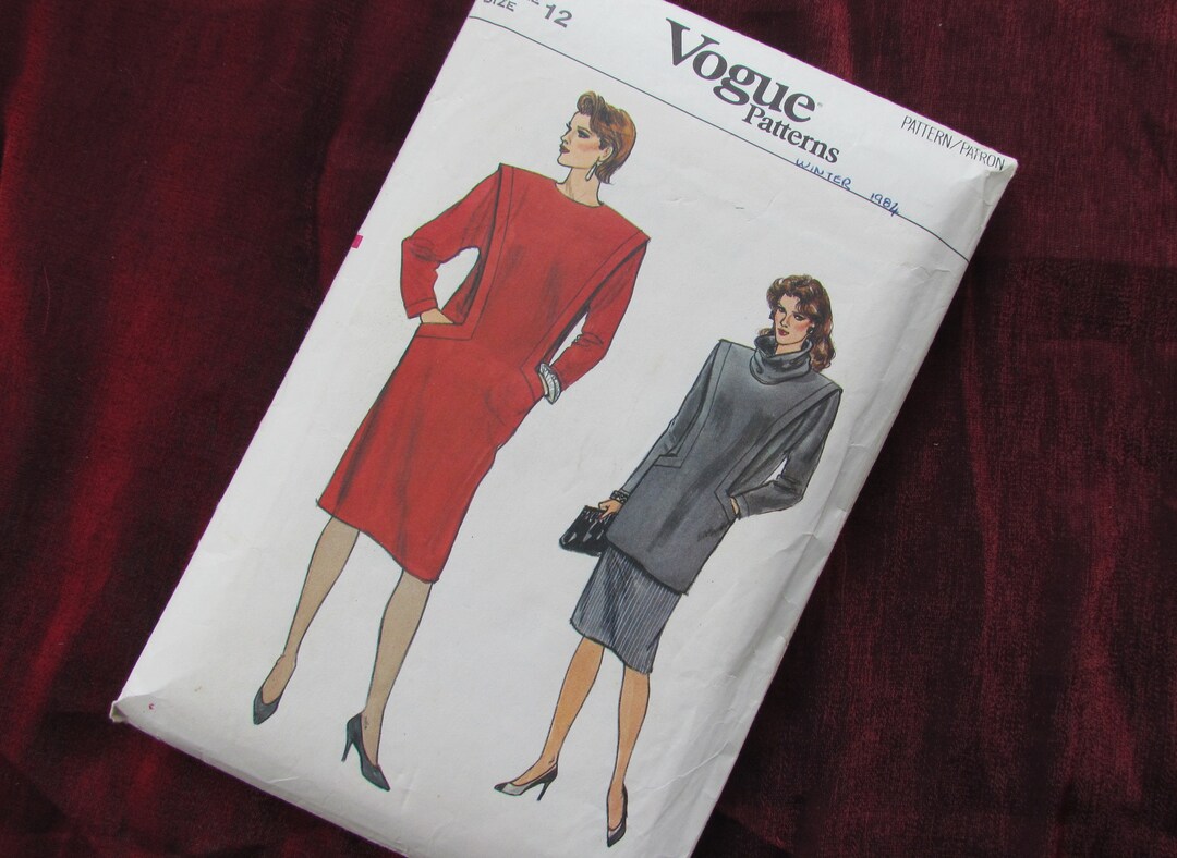 1980s Size 34 Inch Bust, Flange Power Dress, Tunic and Skirt - Sewing ...