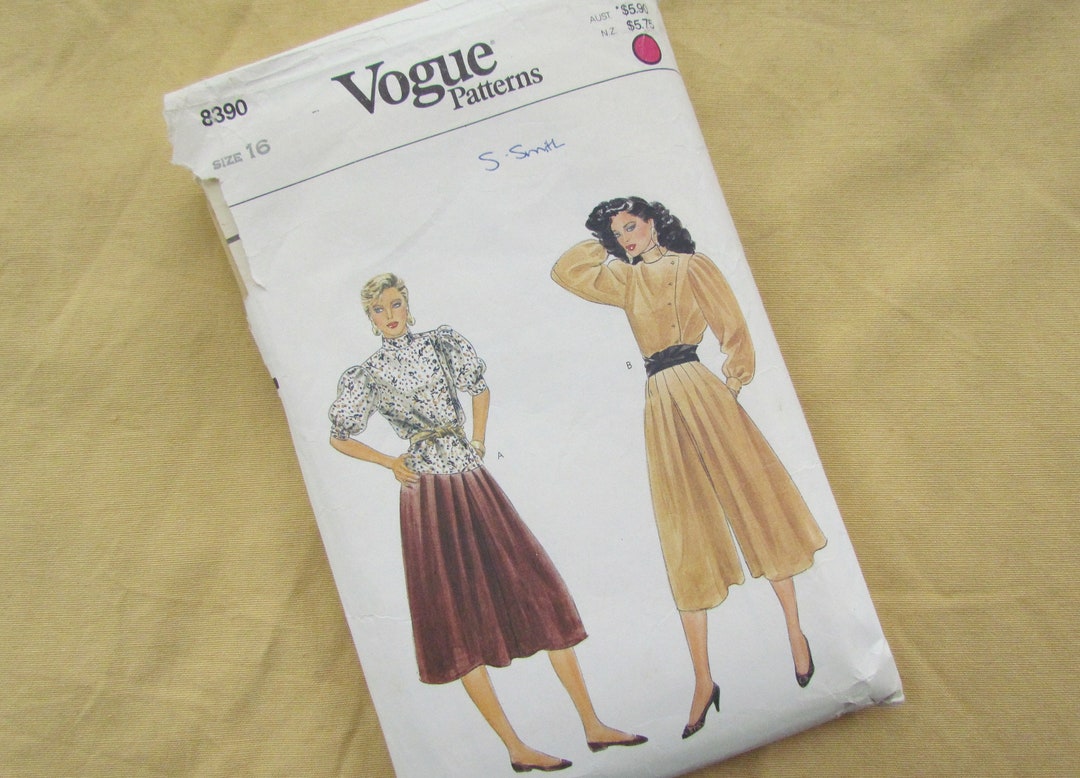 Retro Size 38 Inch Bust, Side Button Blouse With Culottes or Skirt ...