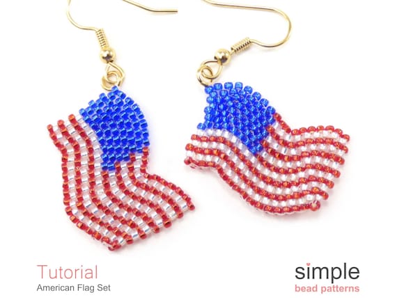 American Flag Beadwork PDF Pattern Bead Crochet Bracelet USA Flag,