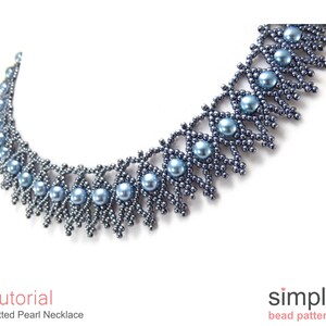 Beaded Netting Necklace Pattern, Netted Stitch Pearl Necklace ...